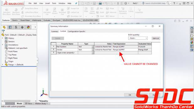 Liên kết thuộc tính với Derived Parts – Trung tâm Đào tạo Solidworks STDC